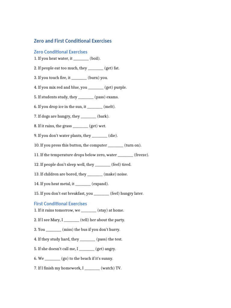 Zero and First Conditional Exercises | PDF