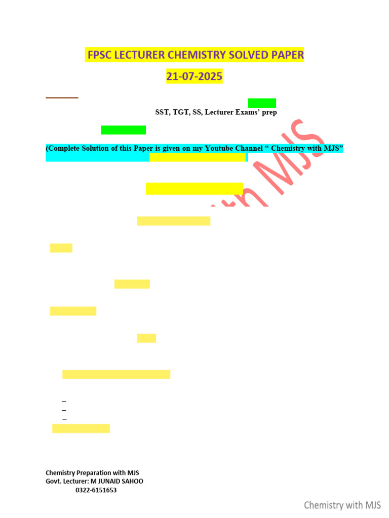 FPSC Chemistry Solved Paper 2025 Guide | PDF | Polymers | Materials Science