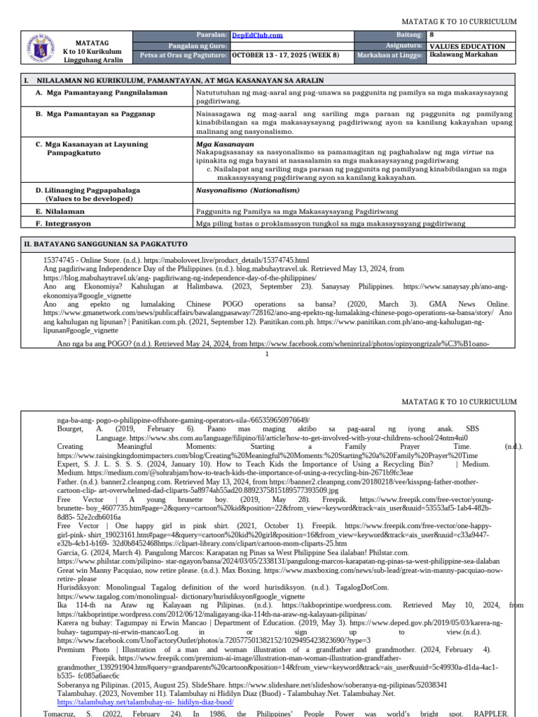 DLL Matatag - Ve 8 q2 w8 | PDF