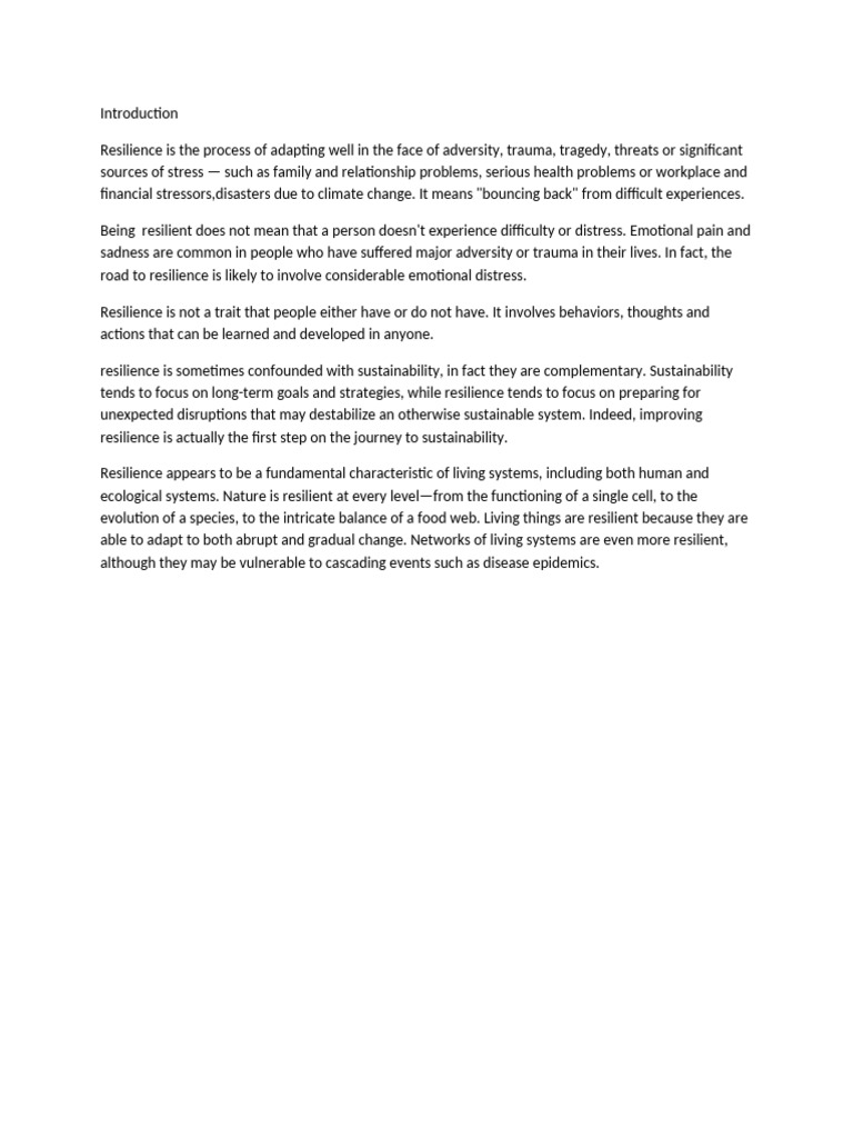 Understanding Resilience and Adaptation | PDF