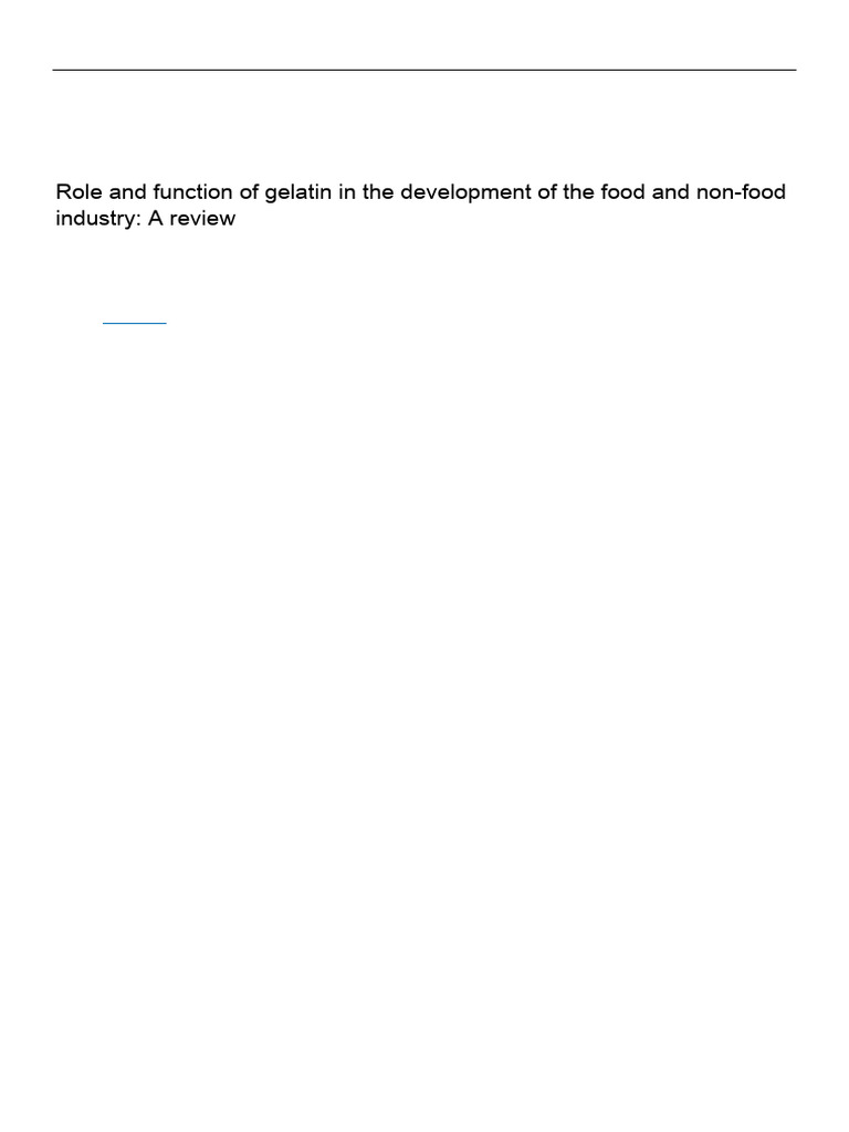 Role and Function of Gelatin in The Development of | PDF | Gelatin ...