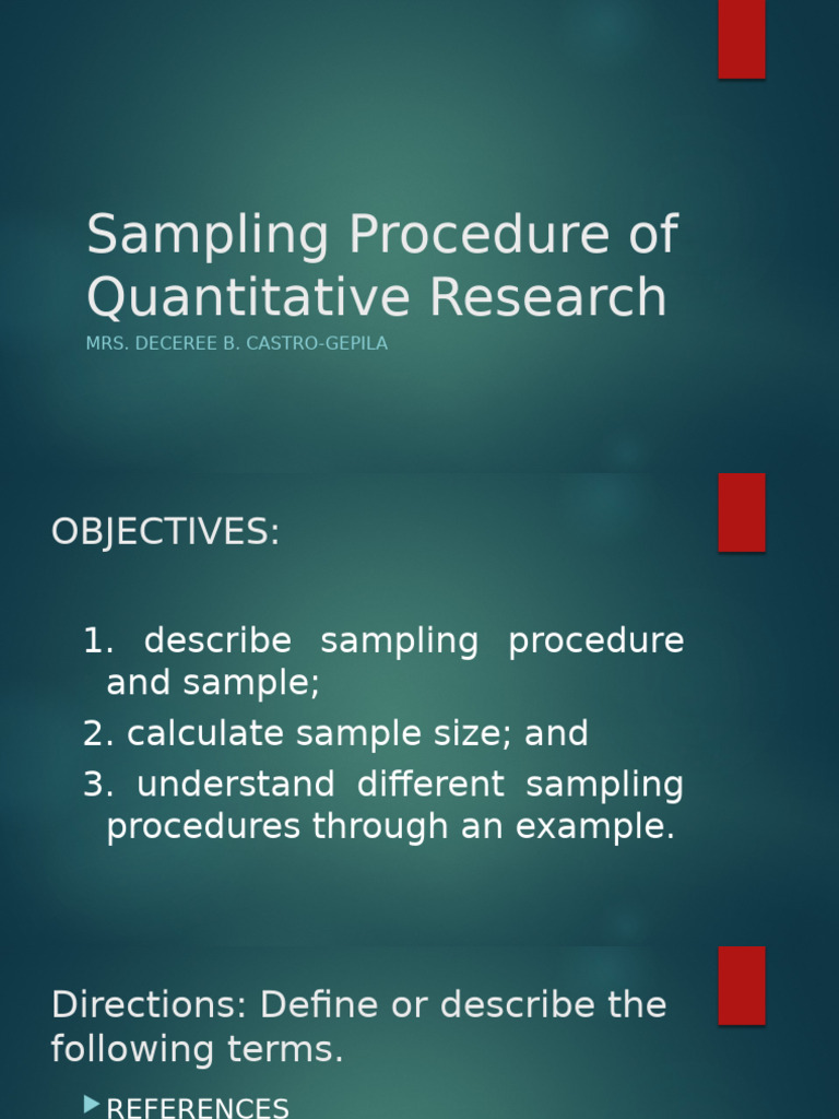 Quantitative Research Sampling Procedures | PDF | Sampling (Statistics ...