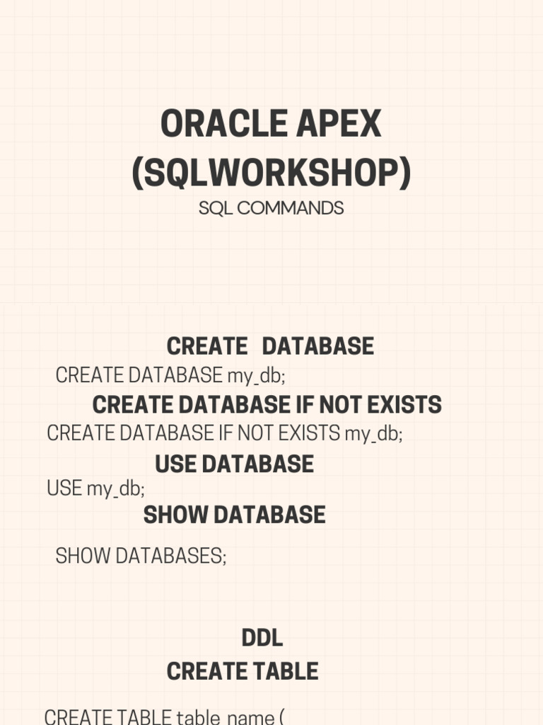 Oracle APEX (SQL Workshop) | PDF