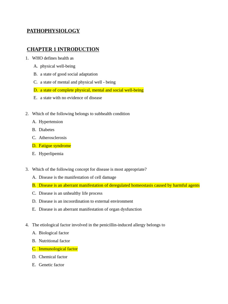 Pathophysiology MCQS 2 | PDF | Buffer Solution | Fever
