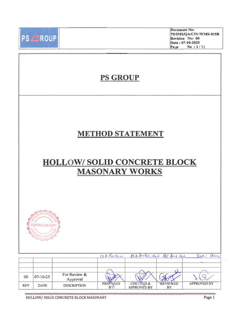 Hollow Solid Concrete Block Masonry Work | PDF