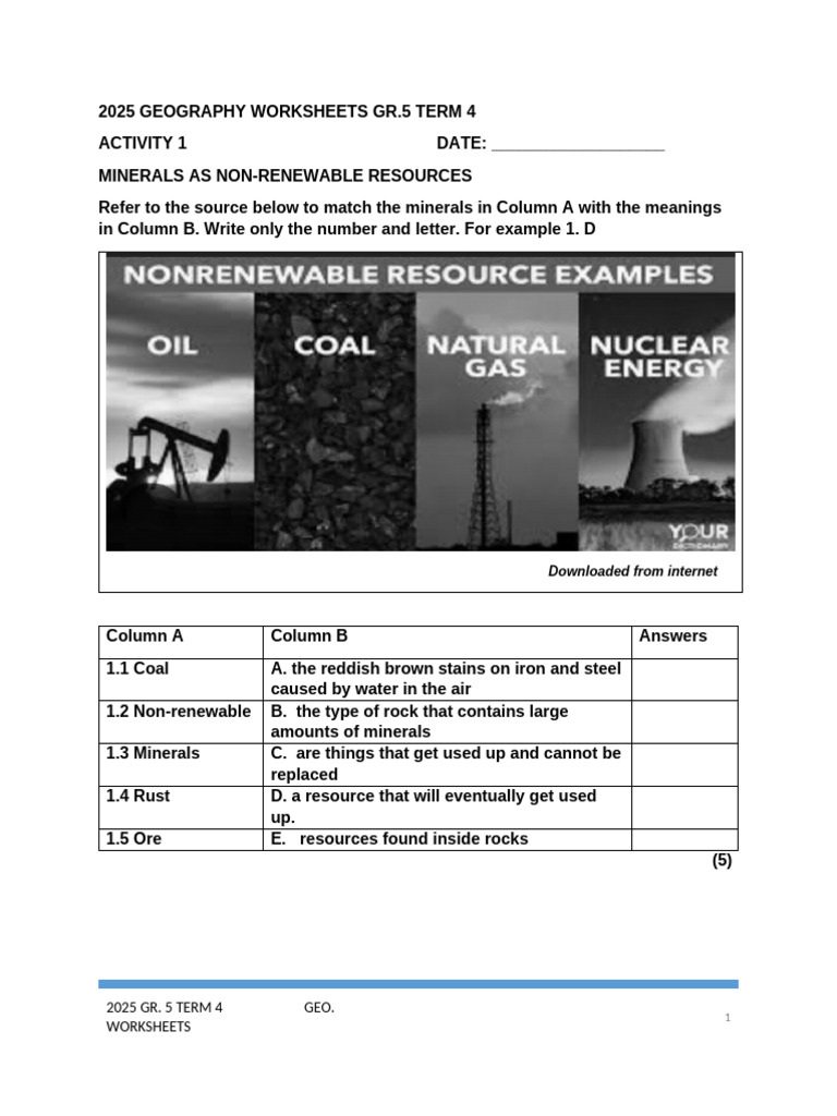 Grade 5 Term 4 Geography: Mining Focus | PDF | Mining | Heavy Industry