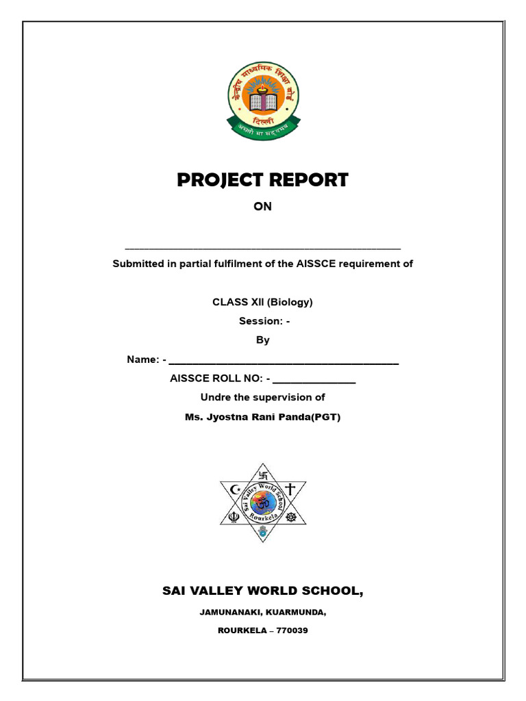 Class XII Biology Project Report | PDF