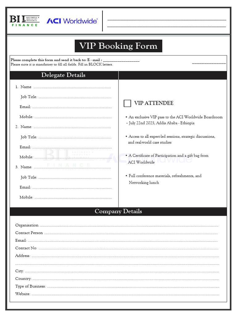 Reg Form ACI VIP Editable | PDF