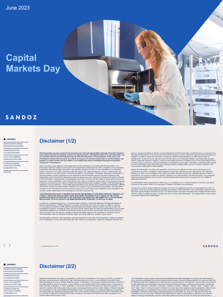 Sandoz Capital Markets Day Overview | PDF | American Depositary Receipt ...