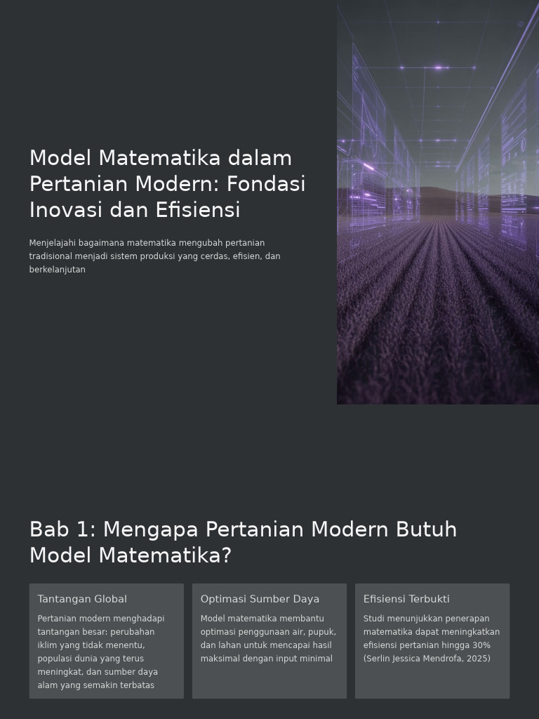 Model Matematika Dalam Pertanian Modern Fondasi Inovasi Dan Efisiensi | PDF