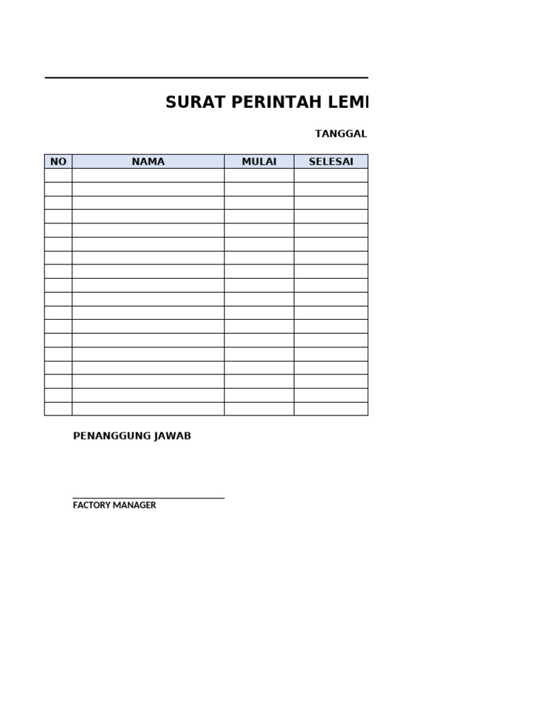 Surat Perintah Lembur Karyawan | PDF