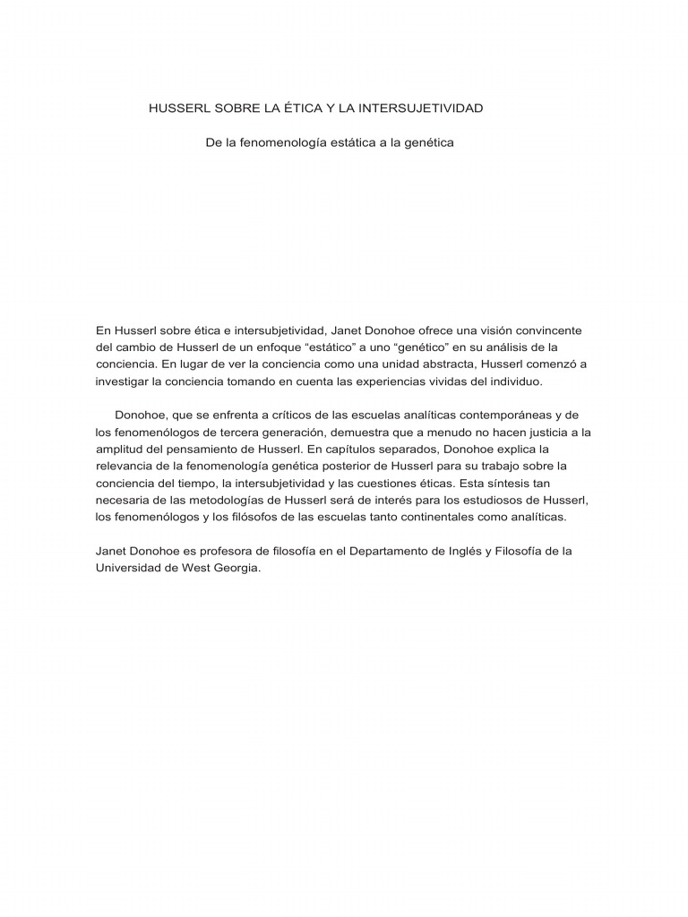 Janet Donohoe - Husserl On Ethics and Intersubjectivity - From Static ...
