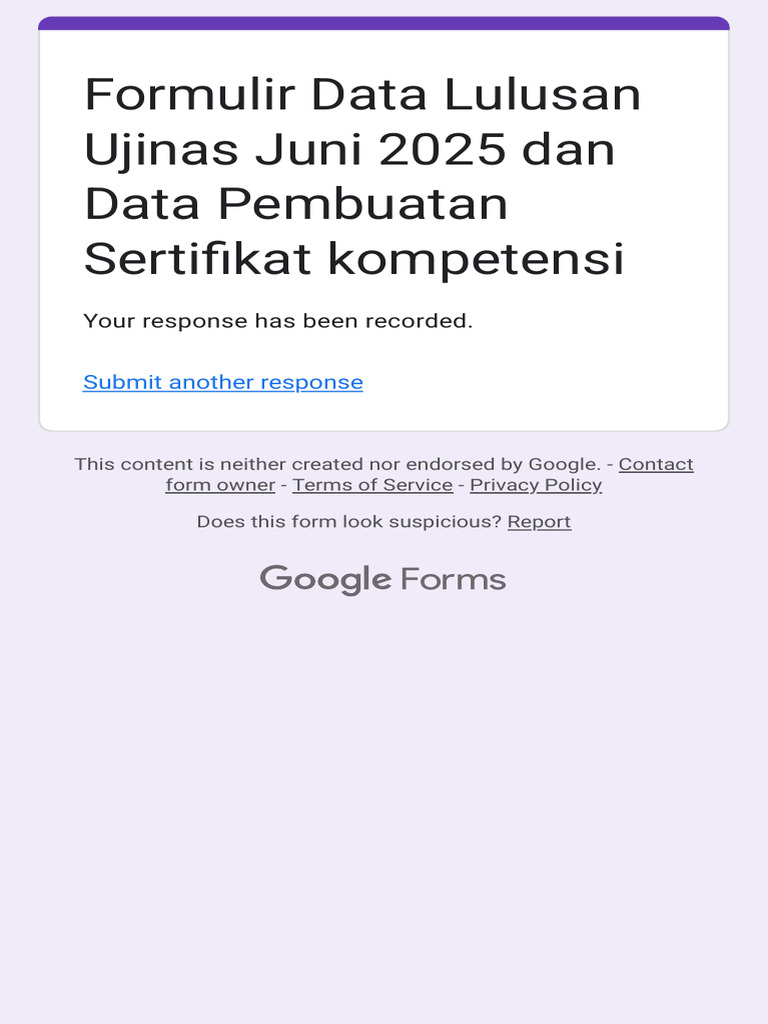 Formulir Data Lulusan Ujinas Juni 2025 Dan Data Pembuatan Sertifikat ...