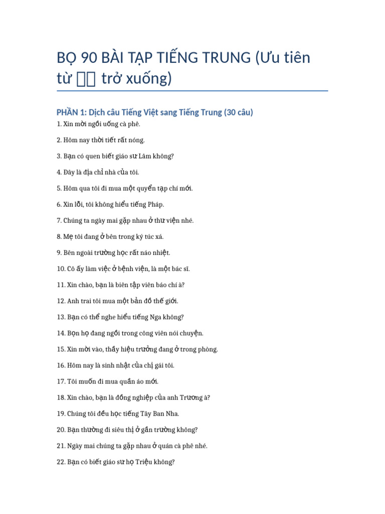 Bo 90 BaiTap TiengTrung BuNeng | PDF
