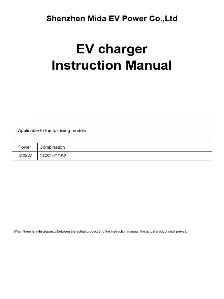 EV Charger Instruction Manual for CCS2 | PDF | Battery Charger ...