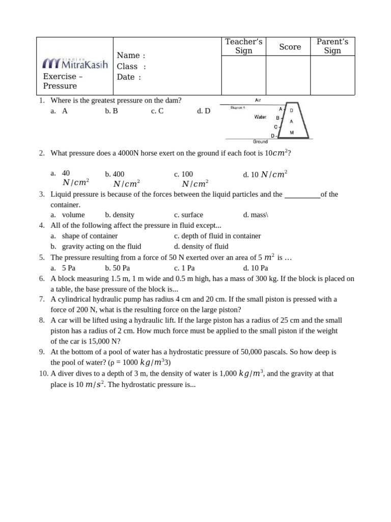 Pressure Exercise 2 | PDF