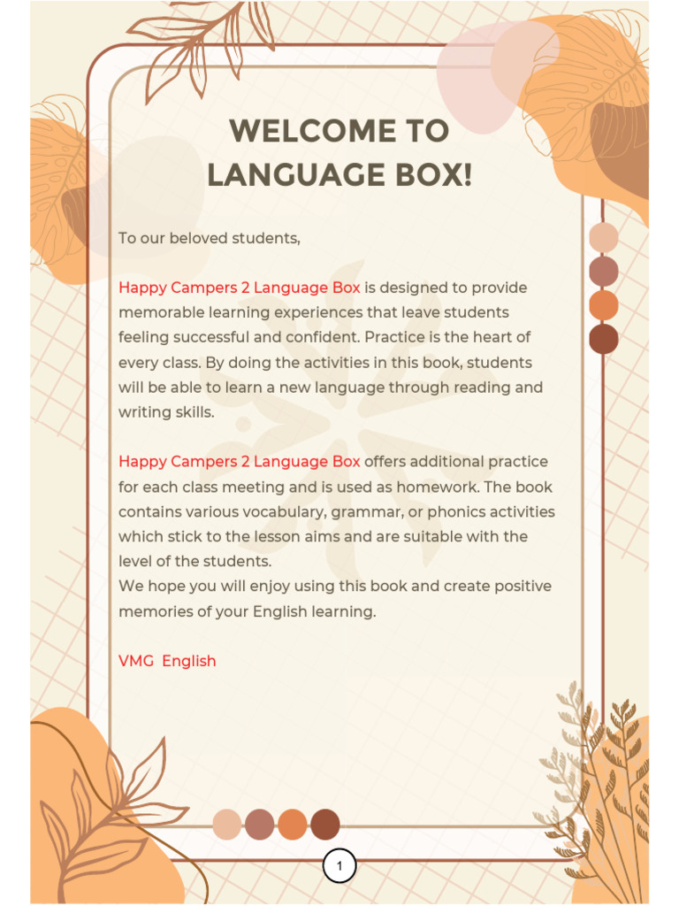Happy Campers 2 - Language Box | PDF | Phonics | Bat