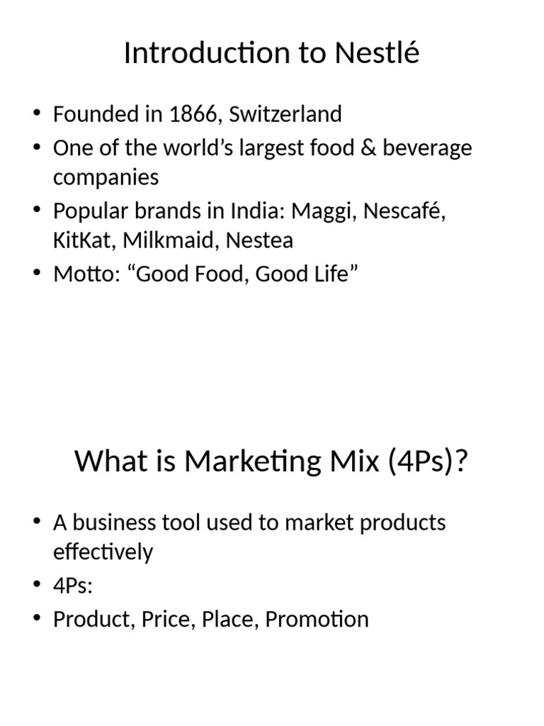 Nestle Marketing Mix | PDF