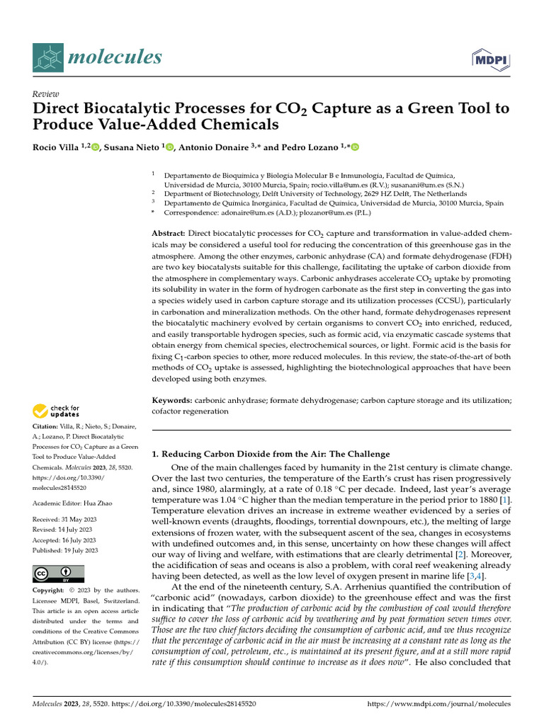 Molecules 28 05520 v2 | PDF | Carbon Dioxide | Photosynthesis