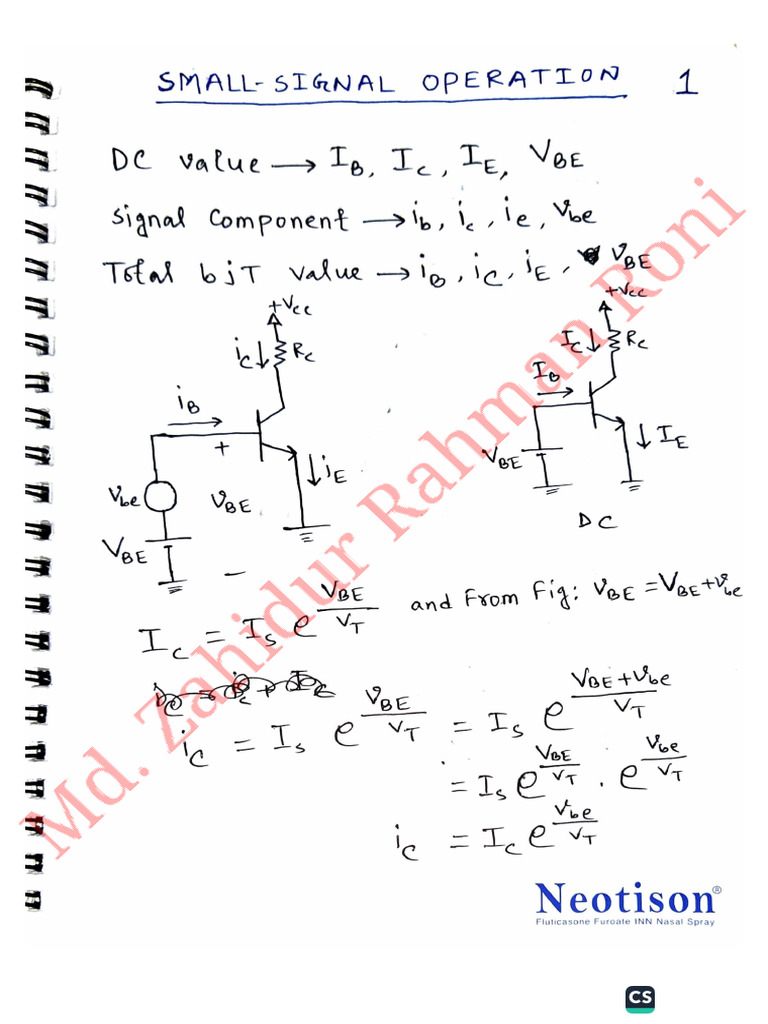 Transistor Small Signal Analysis - Roni | PDF