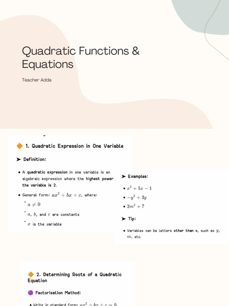 Quadratic Functions & Equations - Maths F4 - 20251017 - 164709 - 0000 | PDF