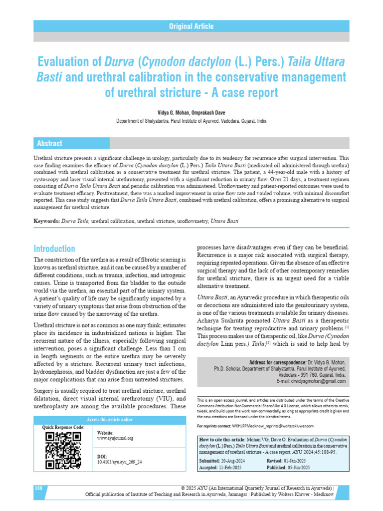 Evaluation of Durva Cynodon Dactylon L Pers .3 | PDF | Urination ...