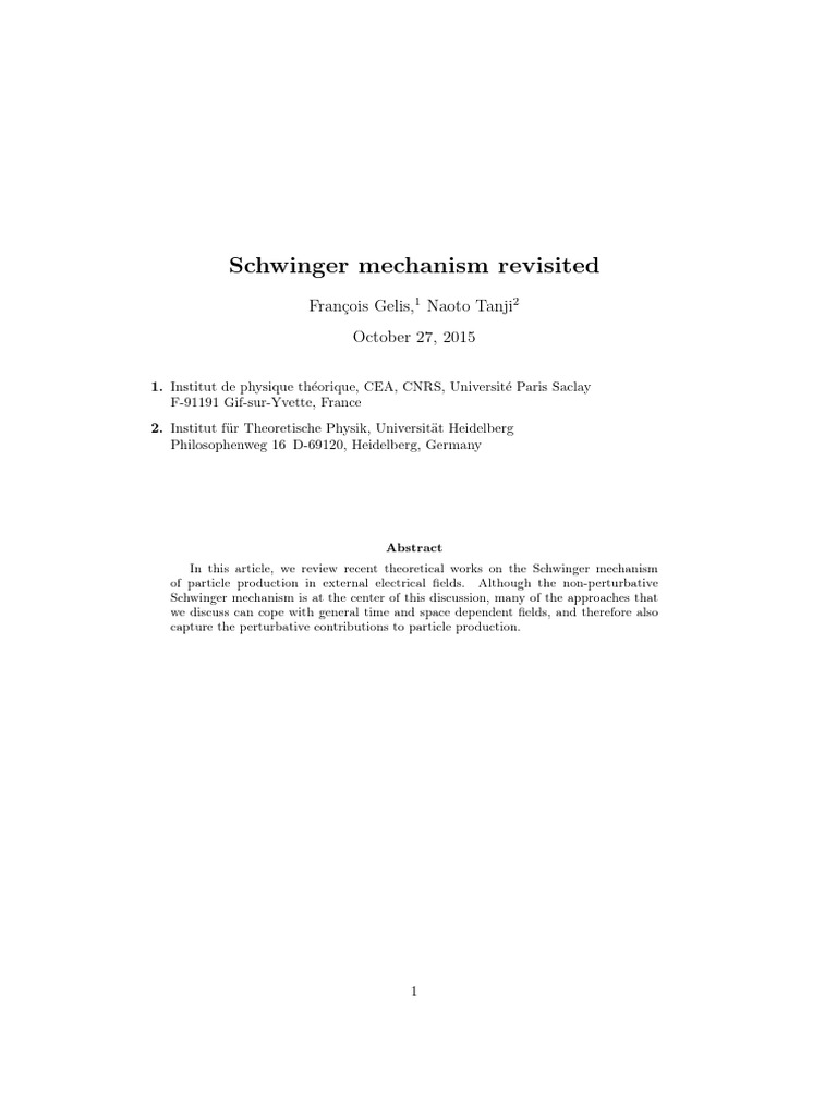 Schwinger Mechanism Revisited | PDF | Quantum Field Theory | Gauge Theory