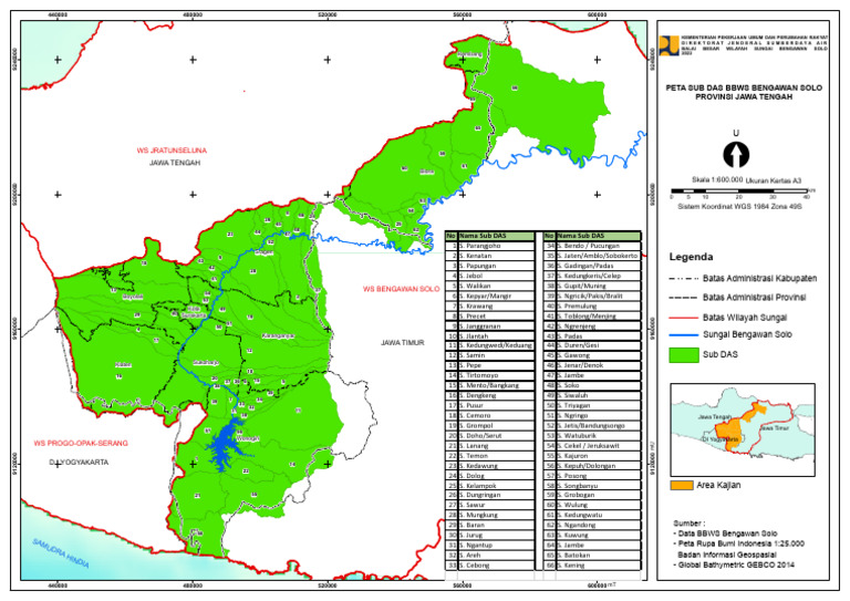 Peta Sub DAS Sungai Bengawan Solo | PDF