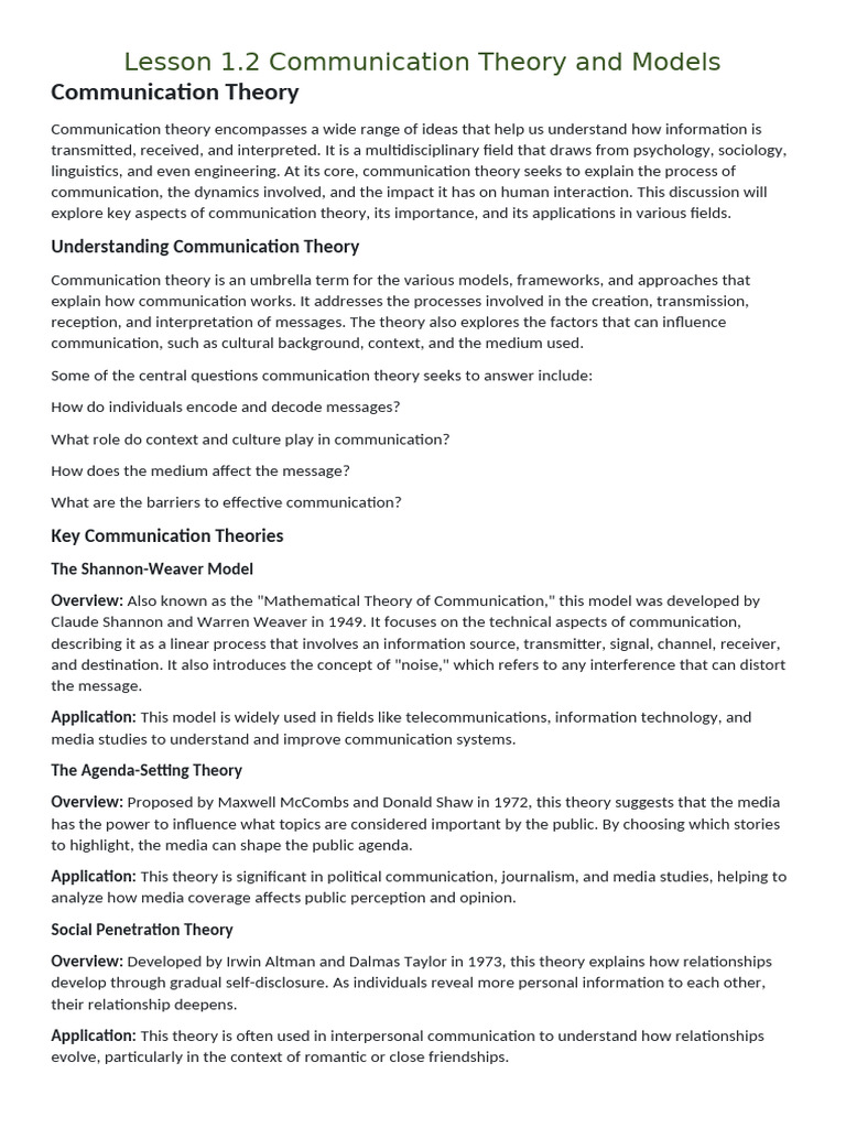 Understanding Communication Theory | PDF | Communication | Learning