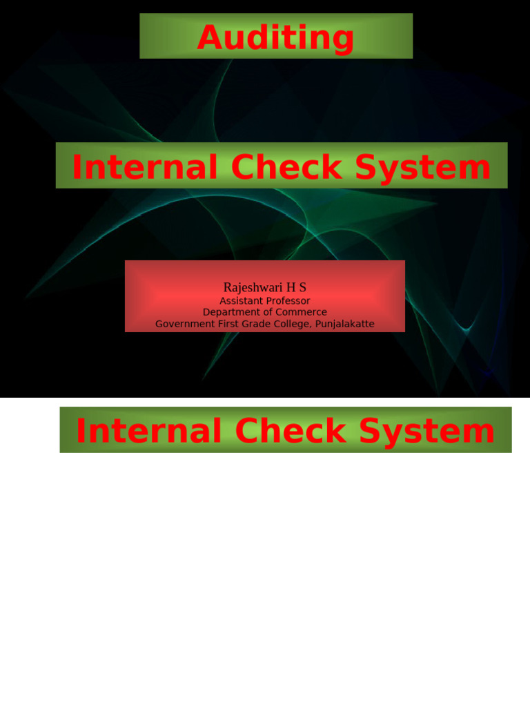 Internal Check System | PDF | Cheque | Payments