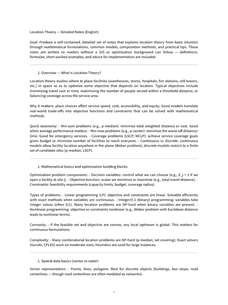 Understanding Location Theory Basics | PDF | Mathematical Optimization ...