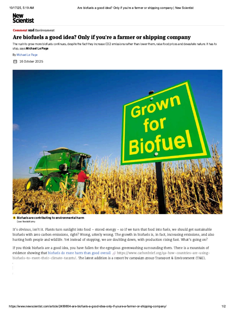 Are Biofuels A Good Idea - Only If You - R.. | PDF