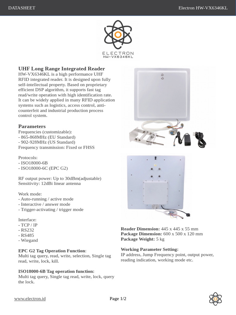 UHF RFID Integrated Reader Datasheet | PDF | Radio Frequency ...