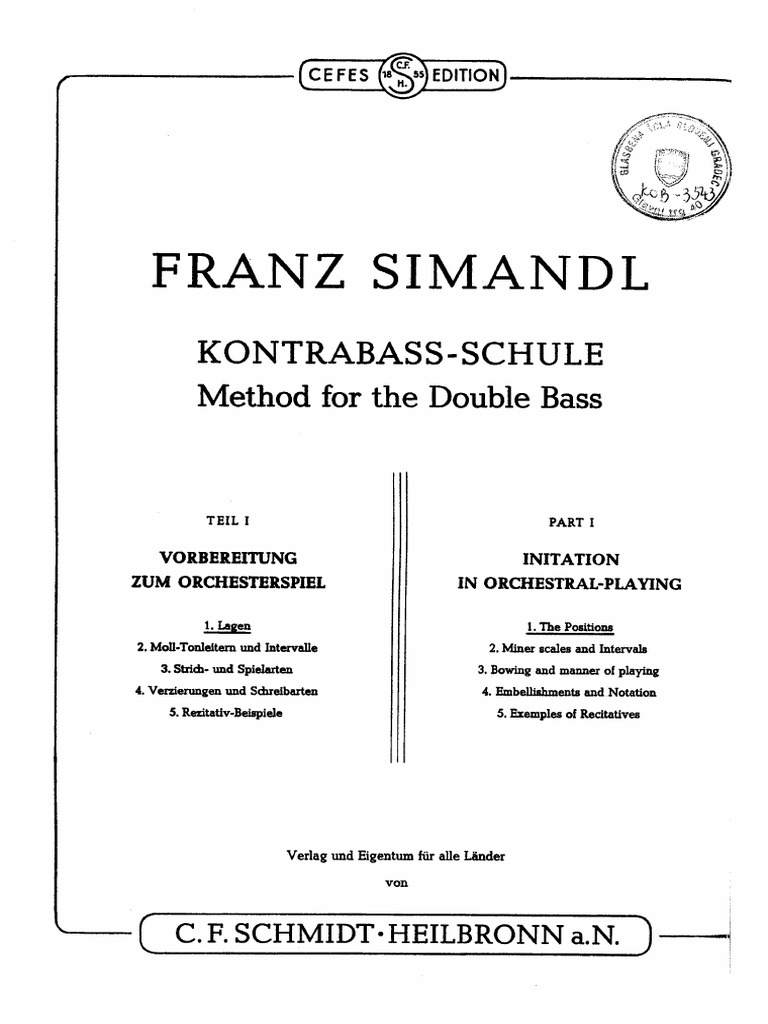 Kontrabass-Shule - Method For The Double Bass | PDF