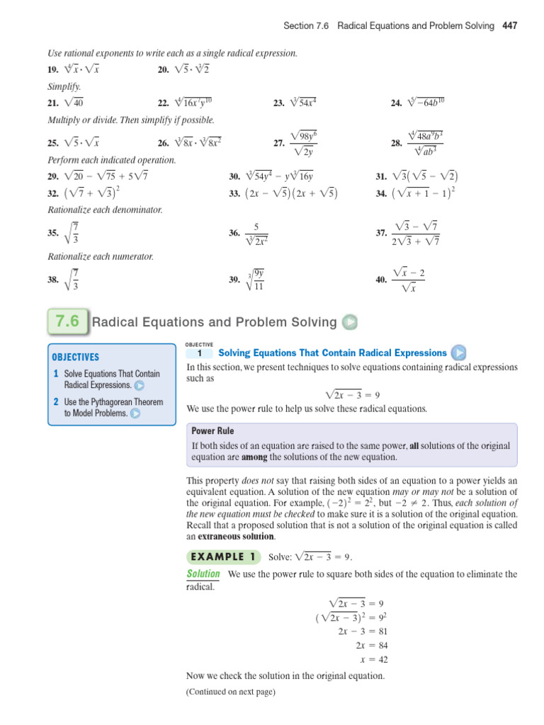 Radical Equations and Problem Solving Guide | PDF | Mathematical ...