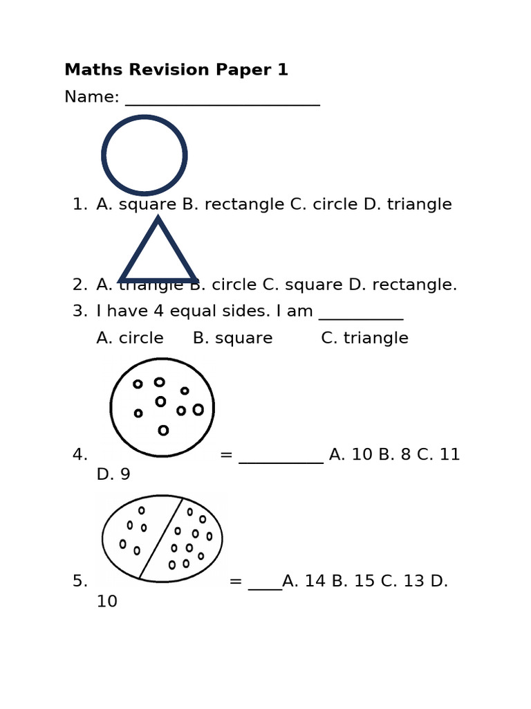 Maths Revision Paper for Students | PDF
