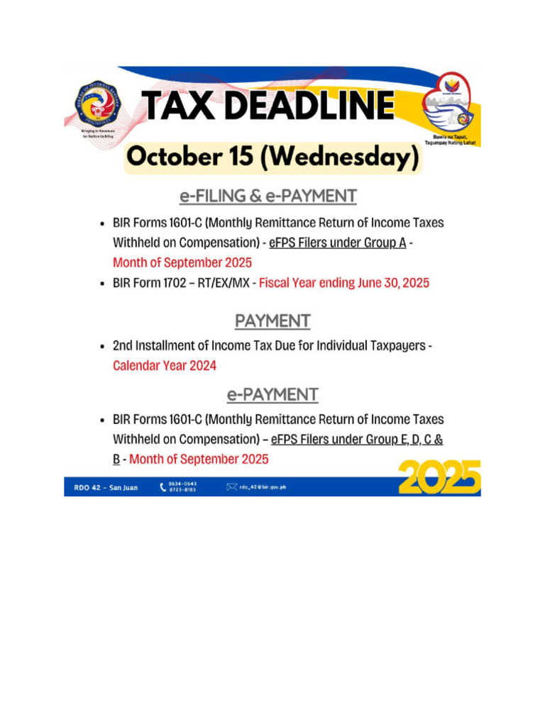 Tax Deadline 10.15 Efiling | PDF