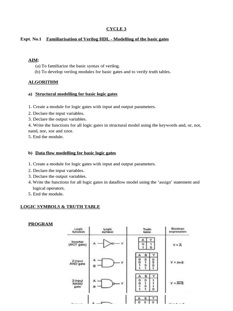 Cycle 3 Verilog | PDF | Logic Gate | Parameter (Computer Programming)