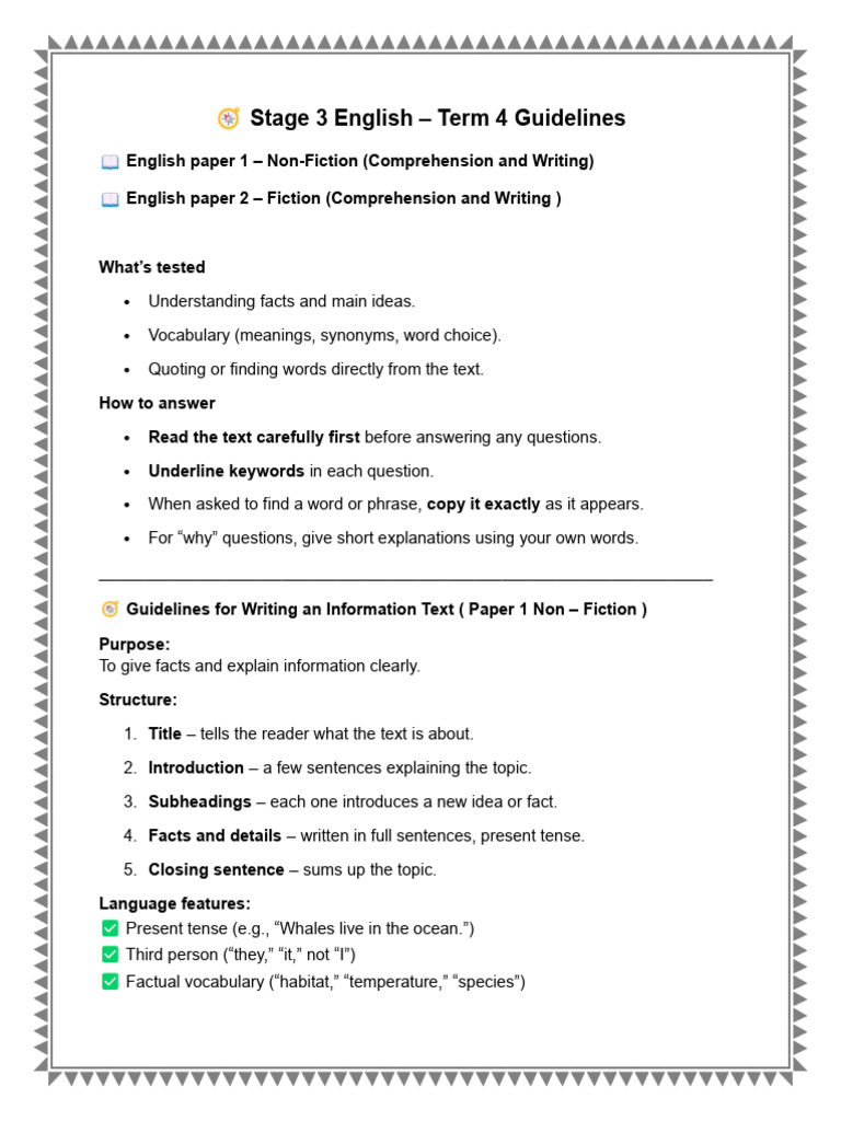 Stage 3 English Term 4 Guidelines | PDF | Reading Comprehension ...