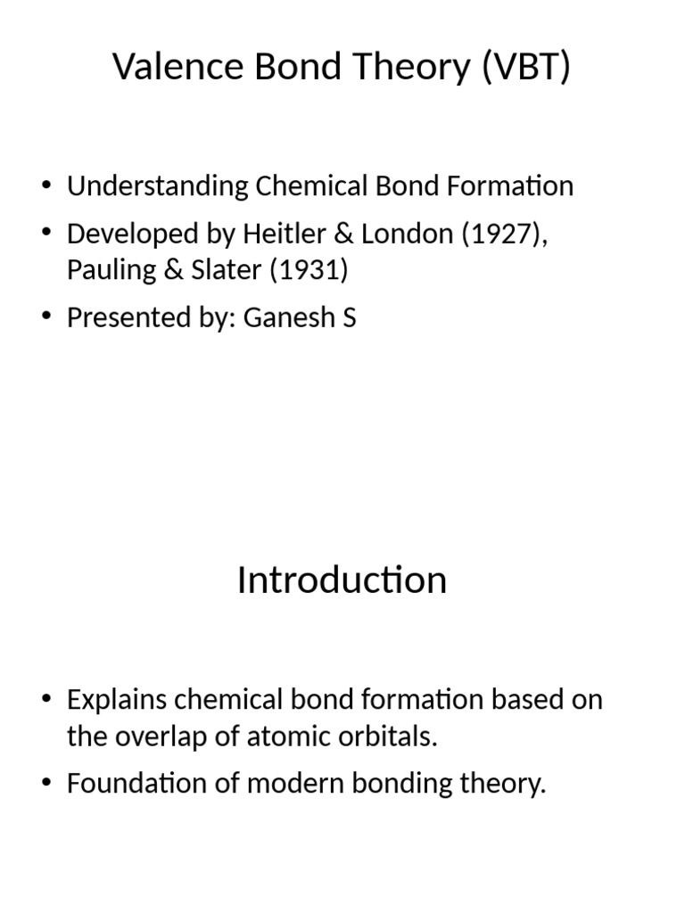 Valence Bond Theory Explained | PDF