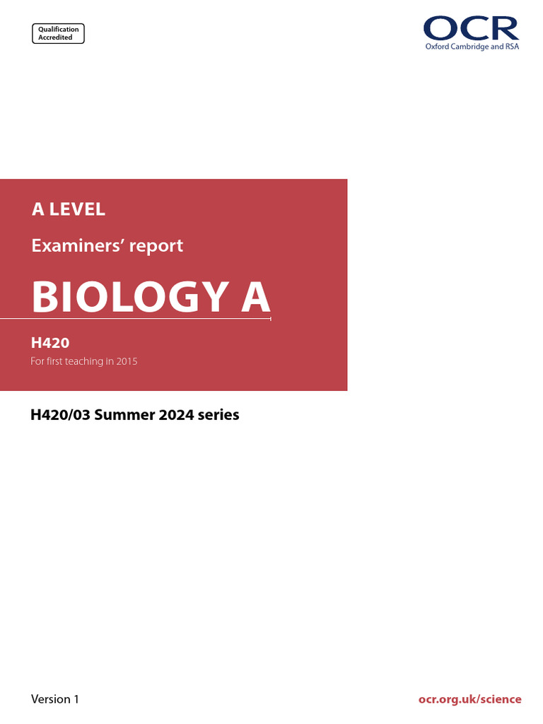 A Level Biology A Exam Report 2024 | PDF | Biology