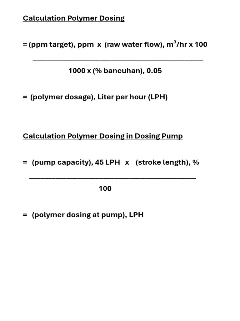 Calculation Polymer Dosing | PDF