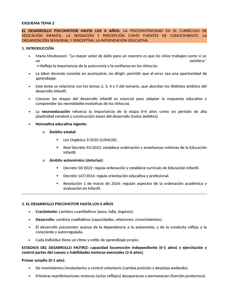 Esquema Tema 2 | PDF | Sentidos | Percepción