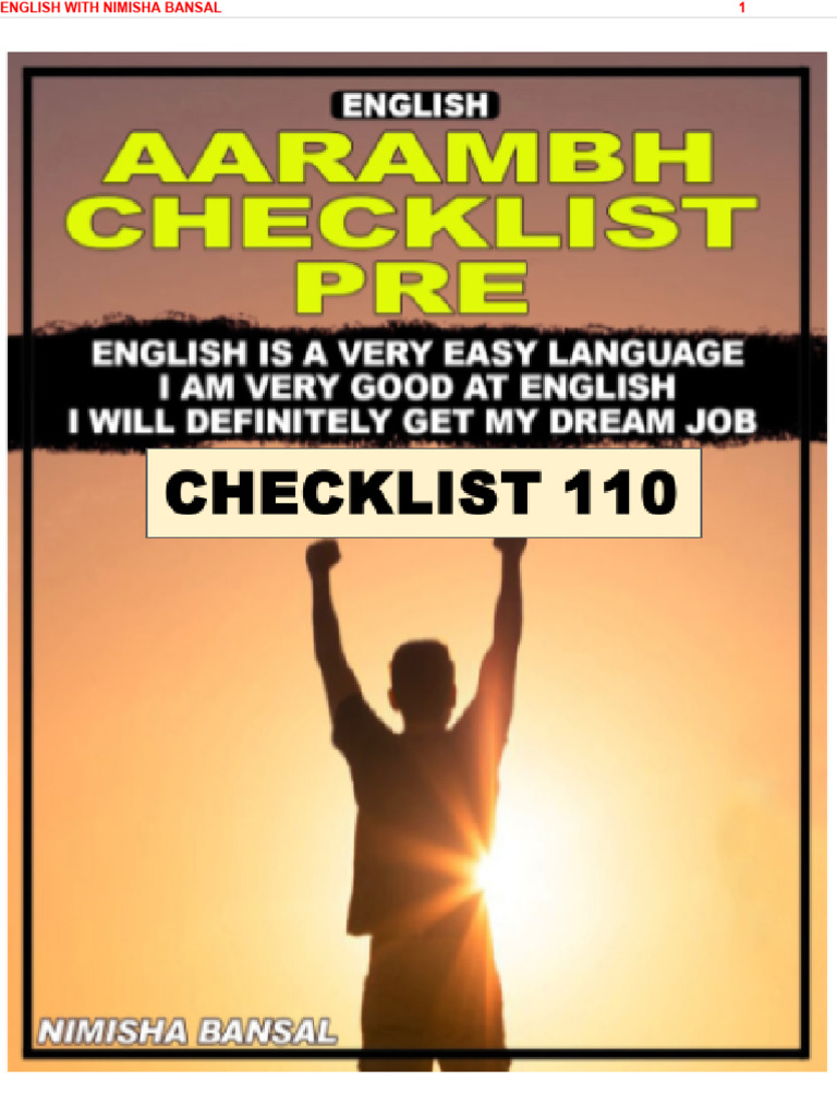 English Pre Aarambh Checklist 110 by Nimisha Mam 23rd October 2024 ...