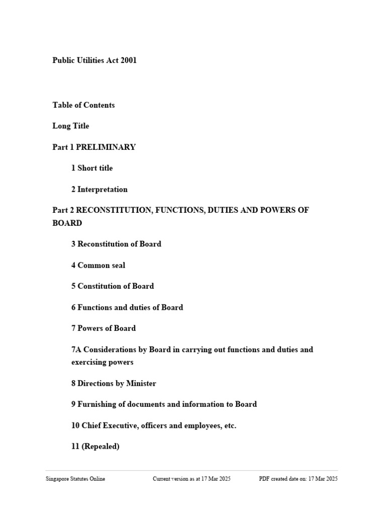 Public Utilities Act 2001 | PDF | Sanitary Sewer | Loans