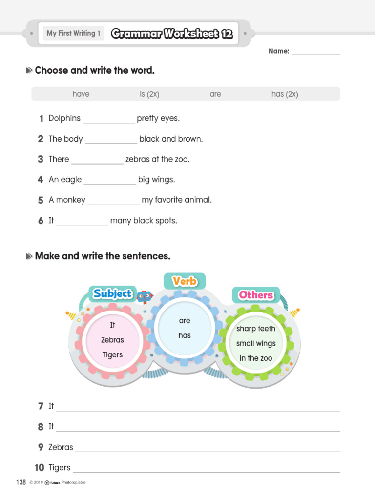 My First Writing 1-Grammar Worksheet 12 | PDF