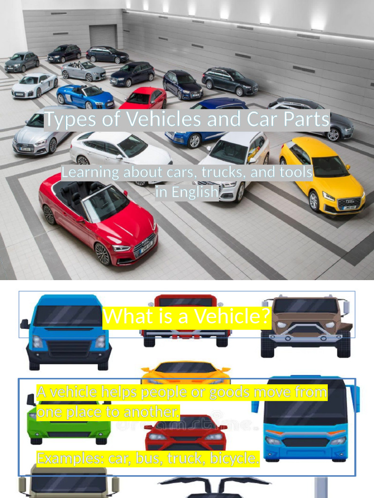 Types of Vehicles and Car Parts Presentation | PDF