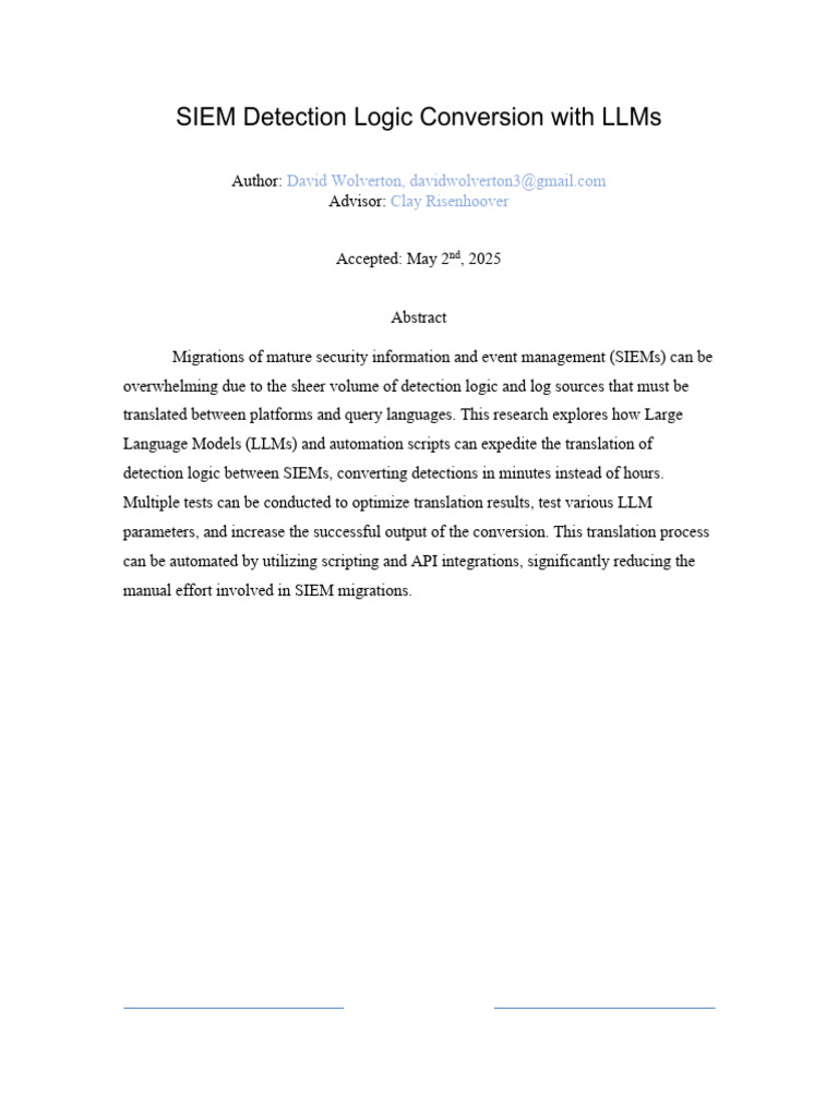 SIEM Logic Conversion Using LLMs | PDF | Command Line Interface | Computing