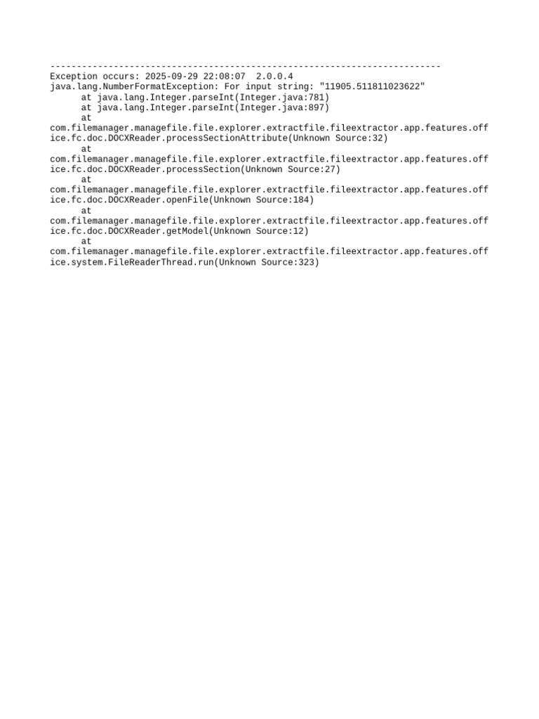 Java NumberFormatException Error Log | PDF