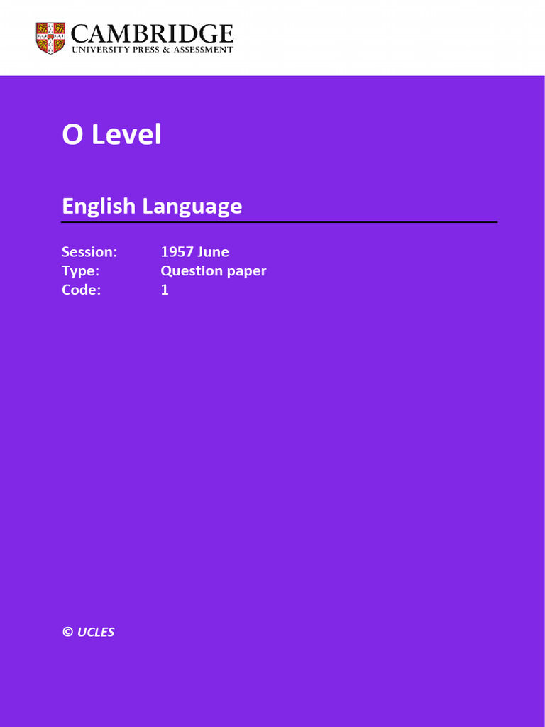 1957j Englishlanguage Olevel Questionpaper | PDF